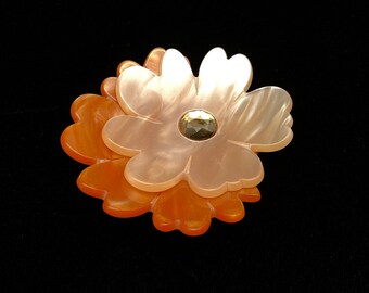 Peach Flower Brooch | Etsy