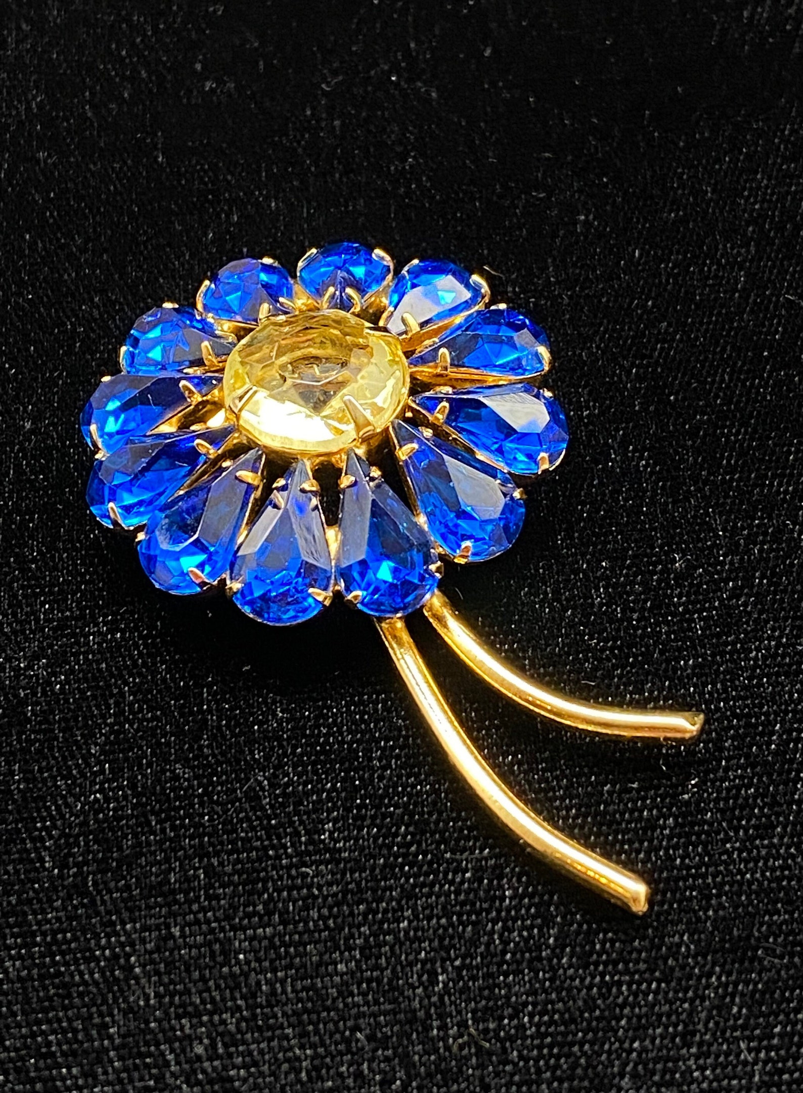 Stunning Blue Flower Brooch - Etsy