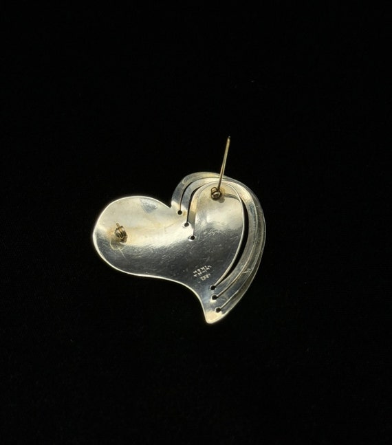 Large Sterling Silver Heart Brooch - Gem