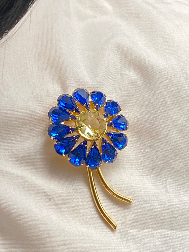 Stunning Blue Flower Brooch - Etsy