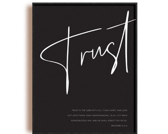 Proverbs 3:5-6 Trust in the Lord Modern Christian Scripture | Etsy