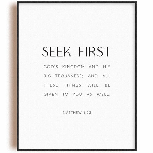 Matthew 6:33 Seek First Bible Verse Wall Art Printable Wall - Etsy