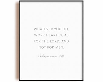 Colossians 3:23-24 Bible Verse Wall Art Print Christian | Etsy