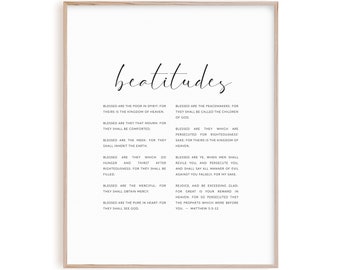 Matthew 5:3-10, Minimal Bible Verse Art, Biblical Print, Scripture ...