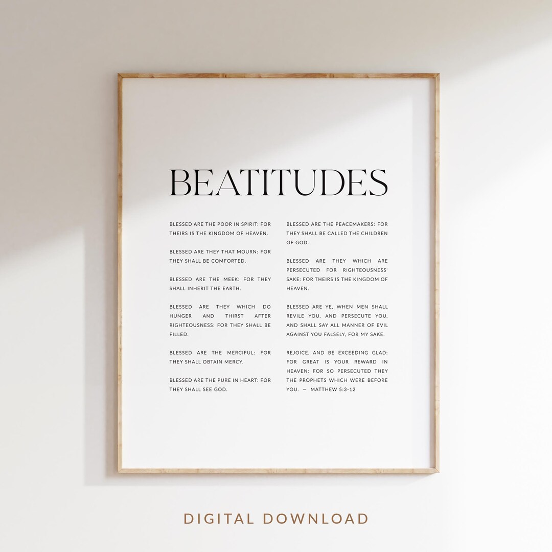 Beatitudes Matthew 5:3-12 Modern Bible Verse Wall Art, Christian Wall ...