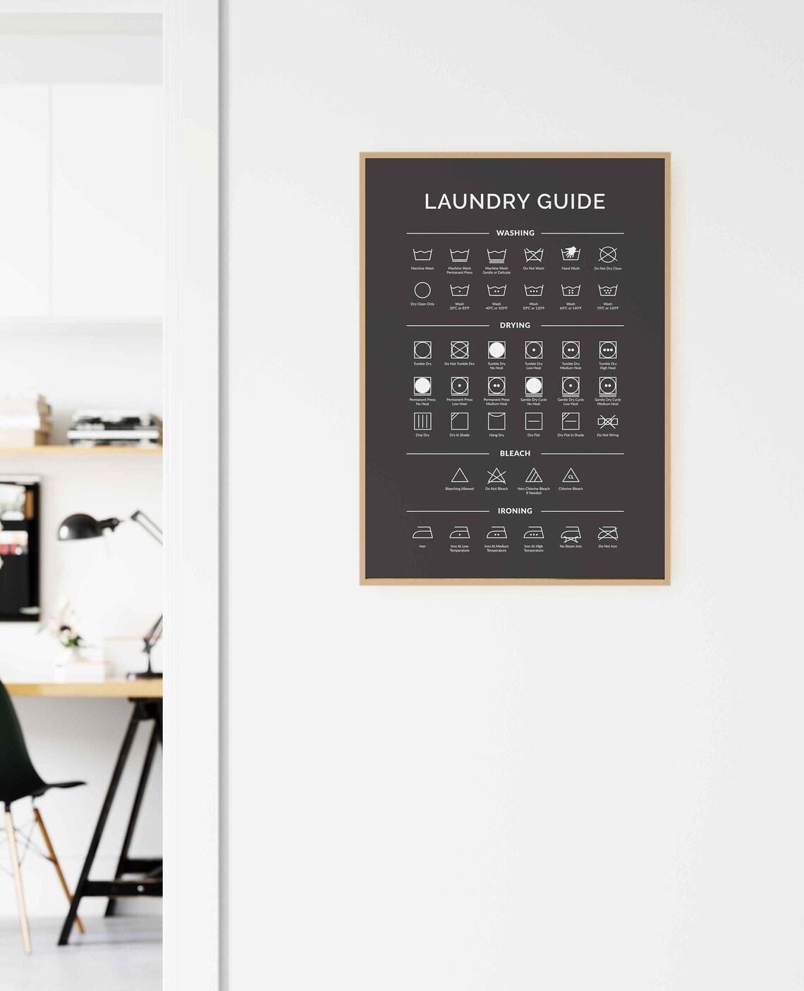 Black Laundry Room Symbols Print Printable Laundry Sign Wall - Etsy