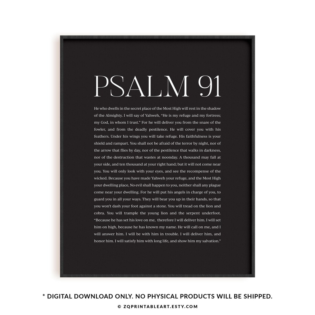 Psalm 91 Bible Verse Wall Art Printable, Christian Poster, Scripture ...