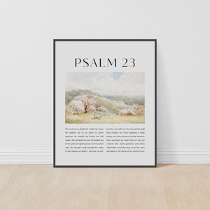 Psalm 23 Bible Verse Wall Art, Christian Poster, Vintage Christian ...