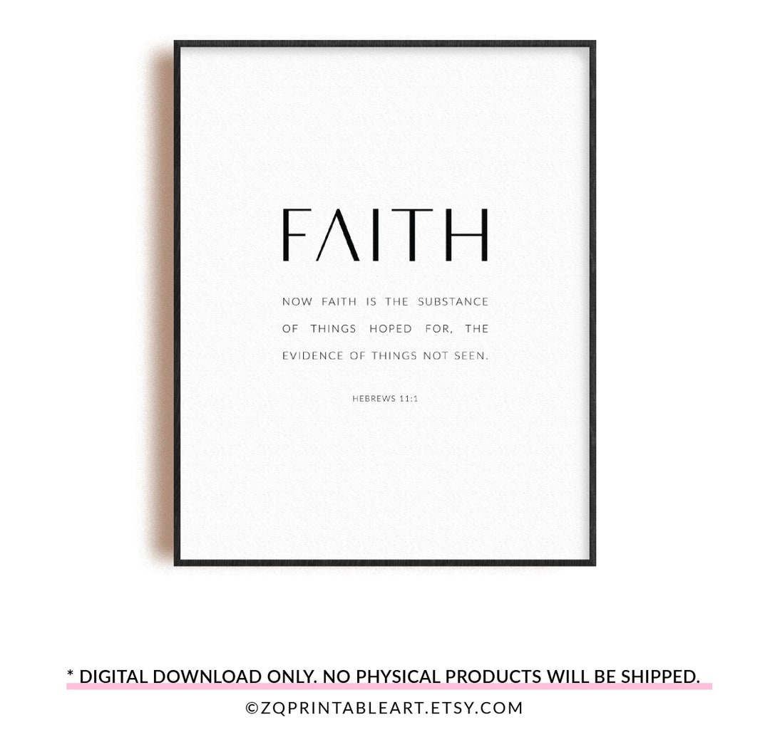 Hebrews 11:1 Scripture Print, Bible Verse Quote Poster Wall Art, Modern ...