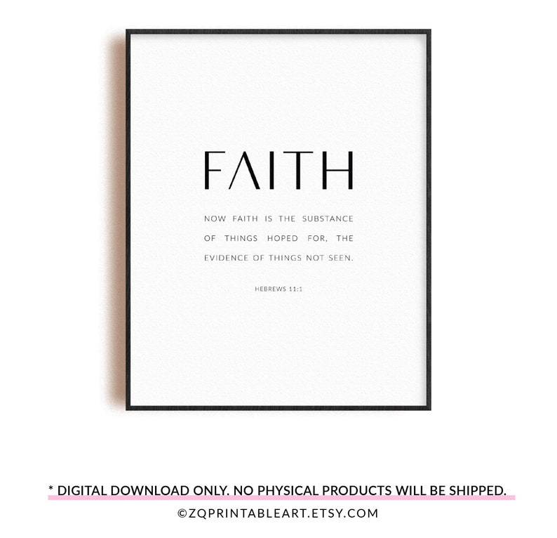 Hebrews 11:1 scripture print bible verse quote poster wall | Etsy