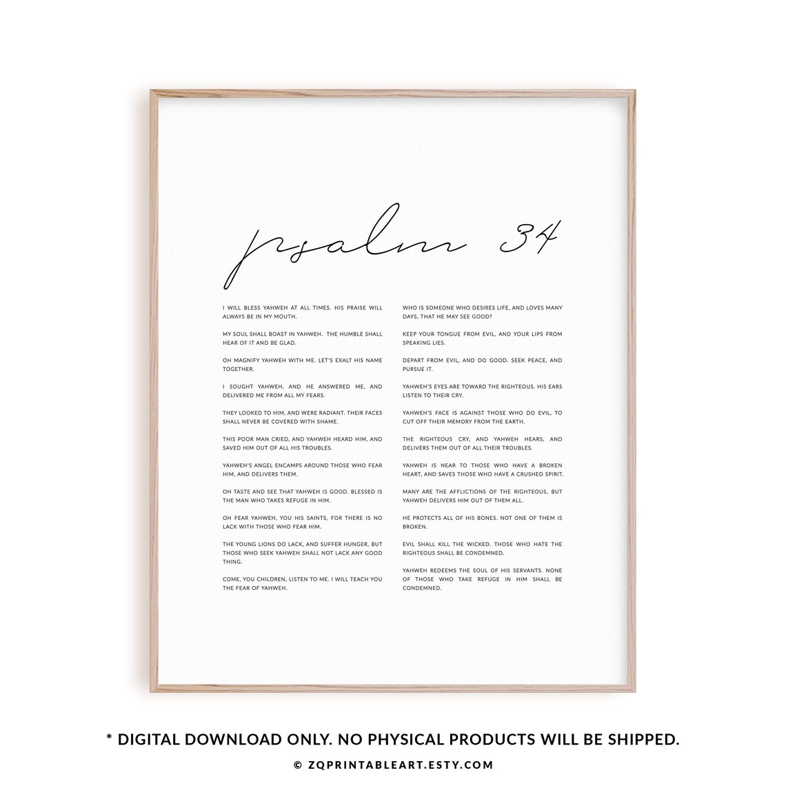 Psalm 34 Bible Verse Wall Art Christian Scripture Poster - Etsy