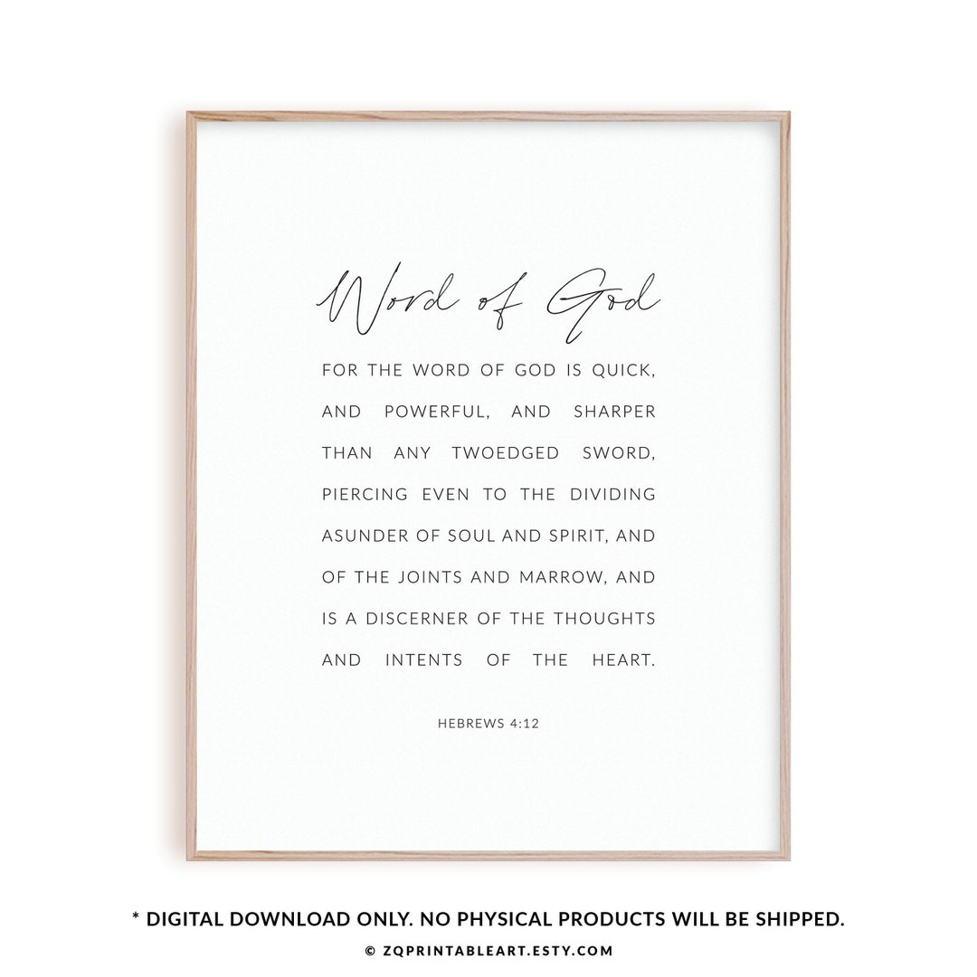 Hebrews 4:12 Word of God Bible Verse Wall Art, Printable Christian ...