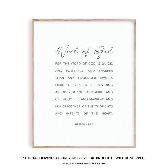 Hebrews 4:12 Word of God Bible Verse Wall Art Printable | Etsy