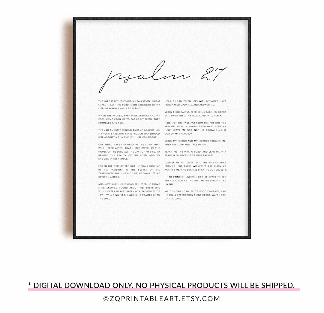 Psalm 27 Bible Verse Wall Art, Christian Poster Scripture Wall Print ...