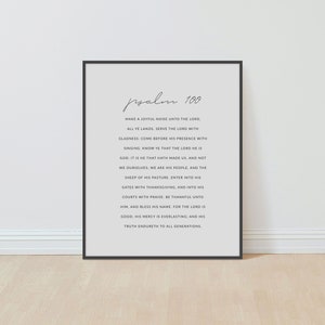 Psalm 100 Print Bible Verse Wall Art, Christian Scripture Poster ...