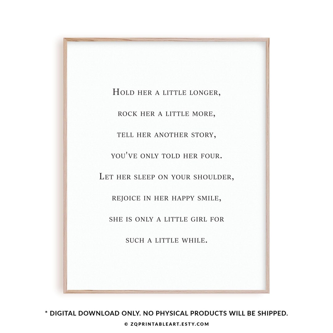 Hold Her A Little Longer Baby Girl Poem Room Wall Art Decor, Above Crib ...