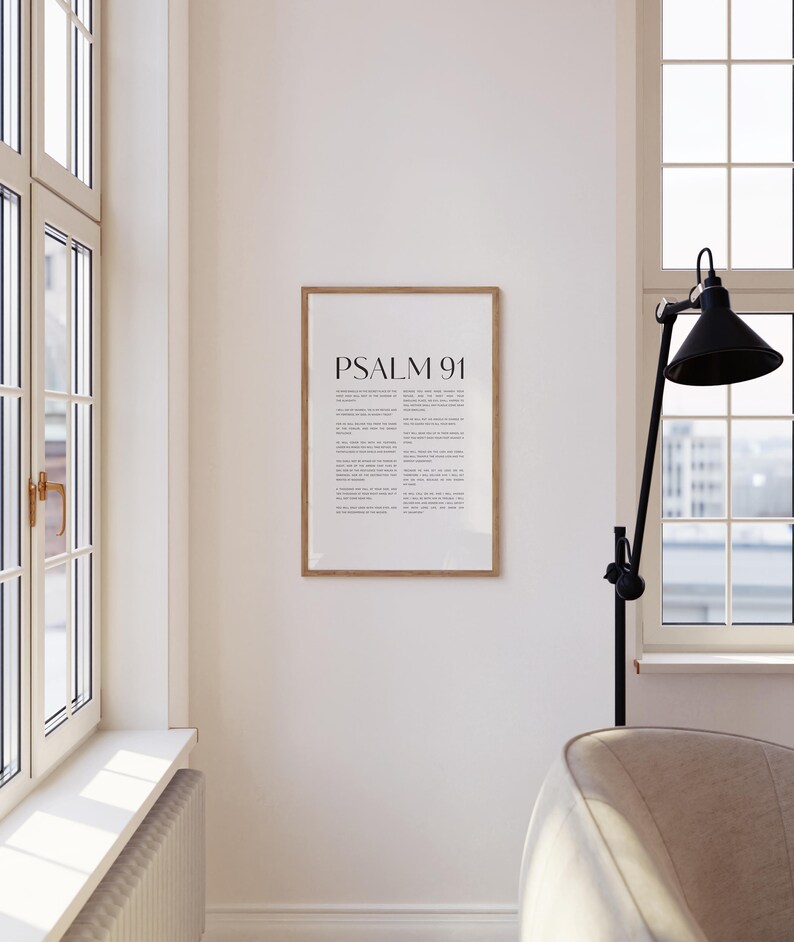 Psalm 91 Modern Christian Wall Art, Bible Verse Poster, Minimal ...