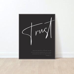 Proverbs 3:5-6 Black and White Printable Wall Art, Modern Christian ...