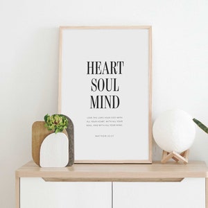 Matthew 22:37 Bible Verse Poster Artwork, Christian Wall Art, Modern ...