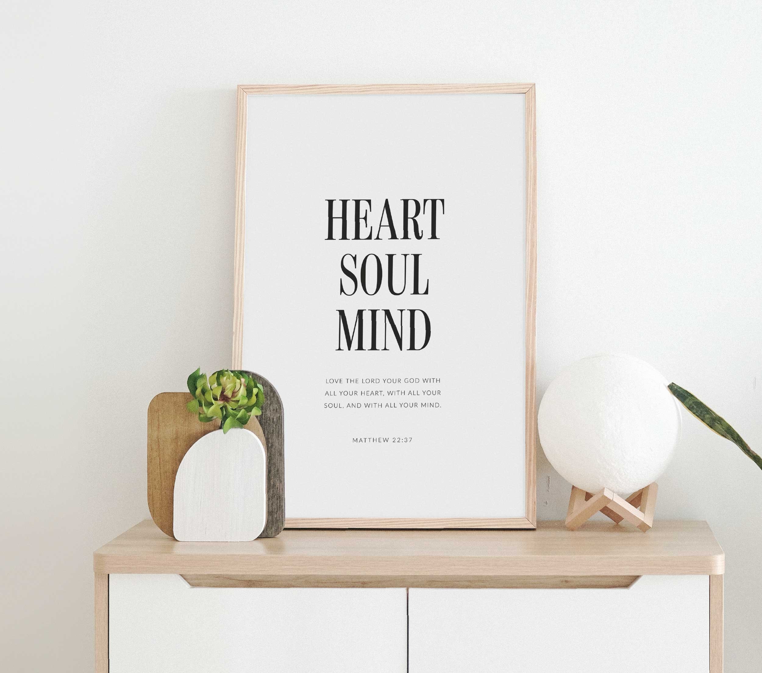 Matthew 22:37 Bible Verse Poster Artwork, Christian Wall Art, Modern ...