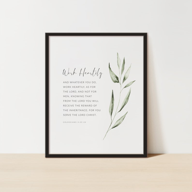 Colossians 3:23-24 Bible Verse Wall Art Print Christian | Etsy