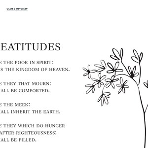The Beatitudes Modern Christian Wall Art, Botanical Line Art Bible ...