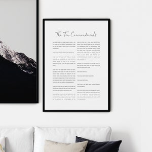Ten Commandments Exodus 20:1-17 Print, Bible Verse Wall Art, Modern ...