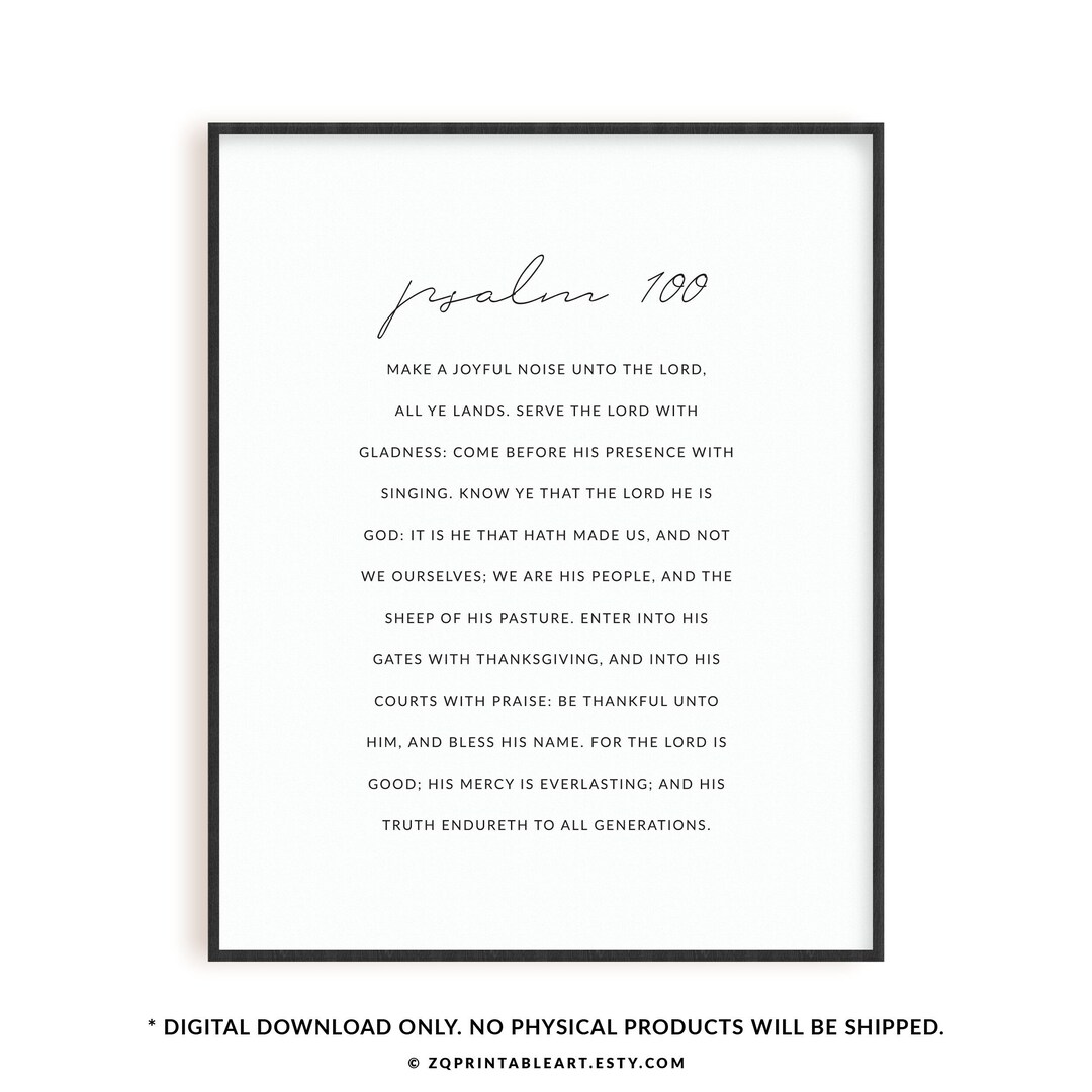 Psalm 100 Print Bible Verse Wall Art, Christian Scripture Poster ...
