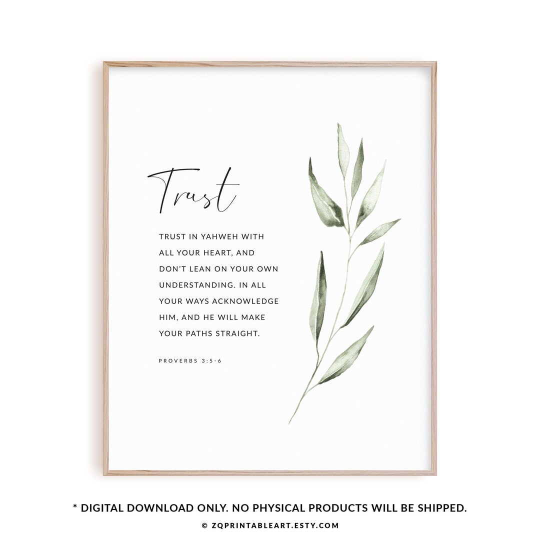 Proverbs 3:5 Bible Verse Wall Art, Christian Scripture Printable ...