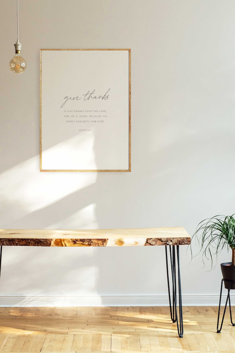 Give Thanks Bible Verse Print Printable Wall Art Decor, Christian ...