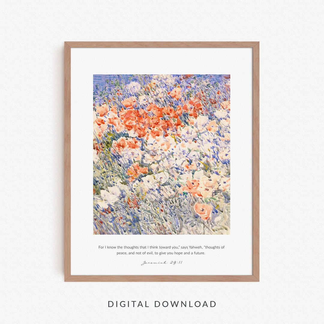 Jeremiah 29:11 Vintage Bible Verse Wall Art, Christian Artwork Print ...