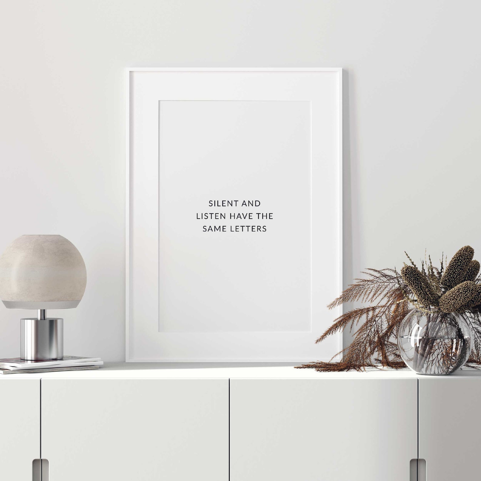 Quote Print Silent and Listen Have the Same Letters, Office Decor ...