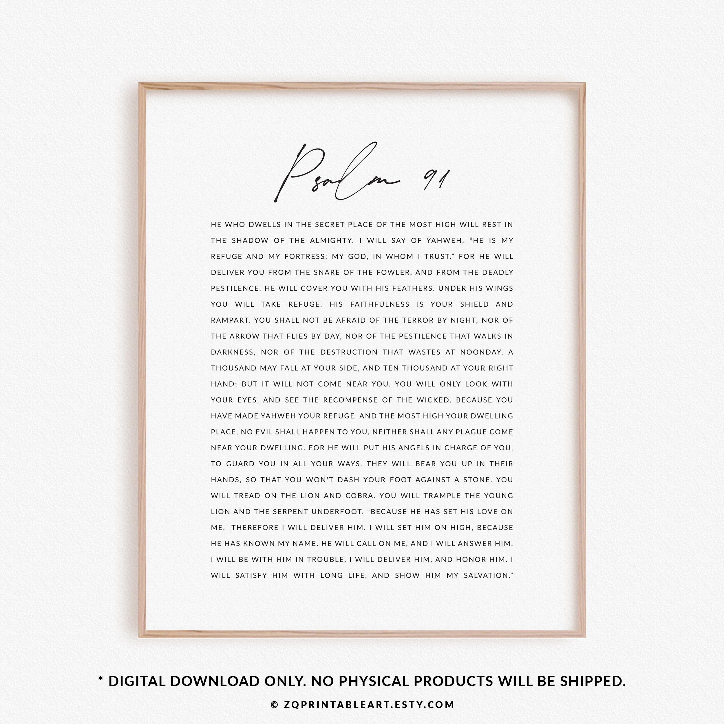 Psalm 91 Wall Art, Bible Verse Print, Modern Christian Poster, Minimal ...