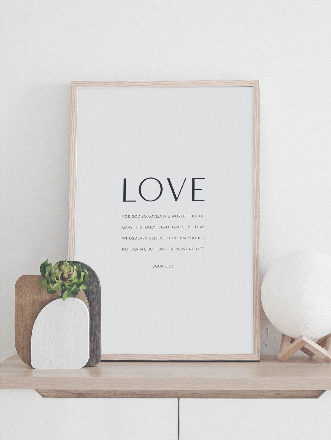 John 3:16 bible verse quote poster wall art scripture print | Etsy