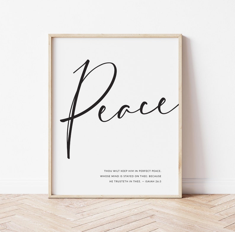 Isaiah 26:3 Peace Bible Verse Quote Wall Art, Christian Poster ...