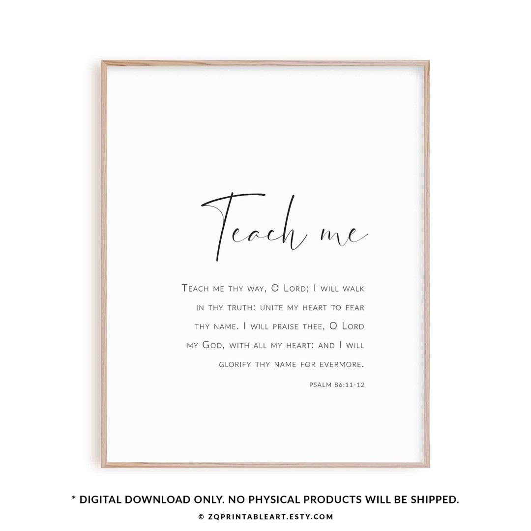 Psalm 86:11-12 Bible Verse Wall Art, Modern Christian Scripture Poster ...