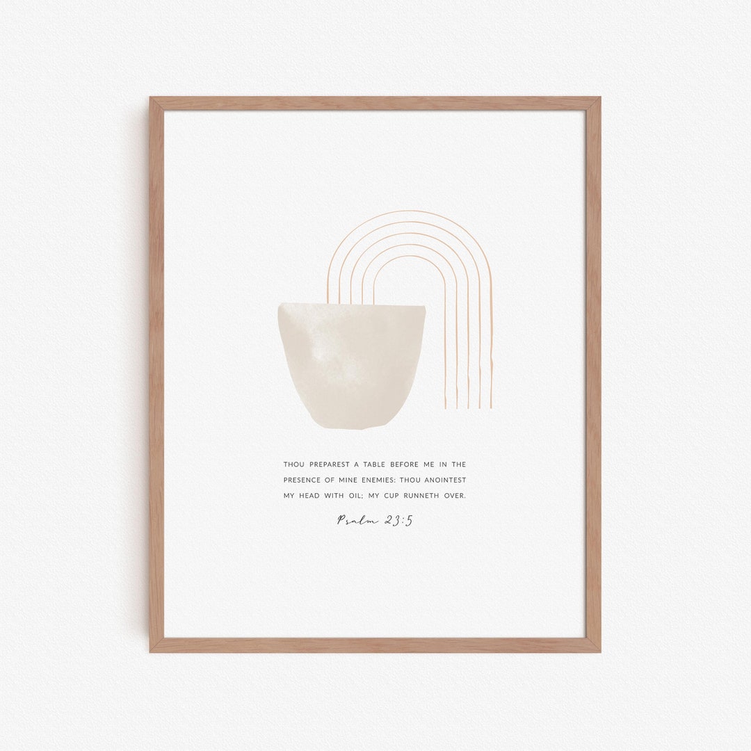 Psalm 23:5 Modern Christian Wall Art, Minimalist Christian Artwork ...