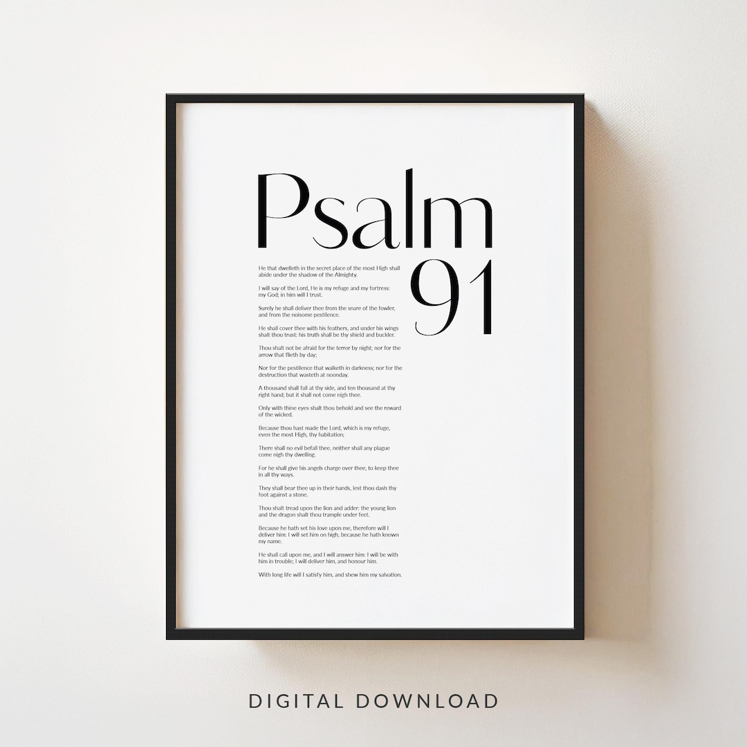 Psalm 91 Bible Verse Wall Art, Modern Christian Print, Minimal ...
