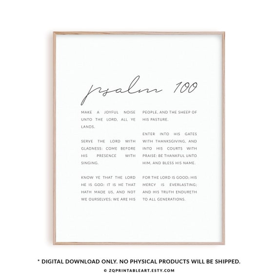 Psalm 100 Bible Verse Wall Art Christian Poster Scripture - Etsy