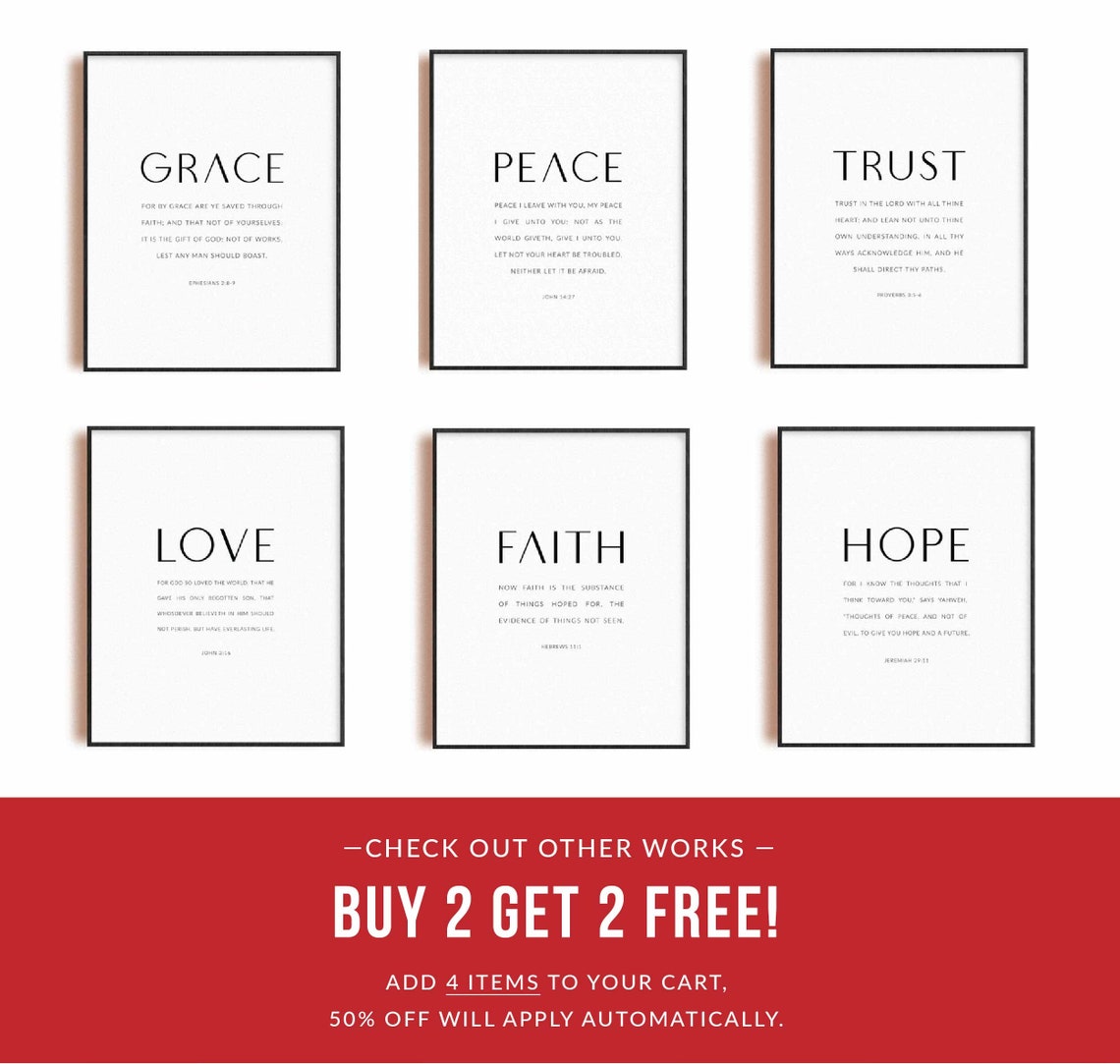 John 3:16 bible verse quote poster wall art scripture print | Etsy