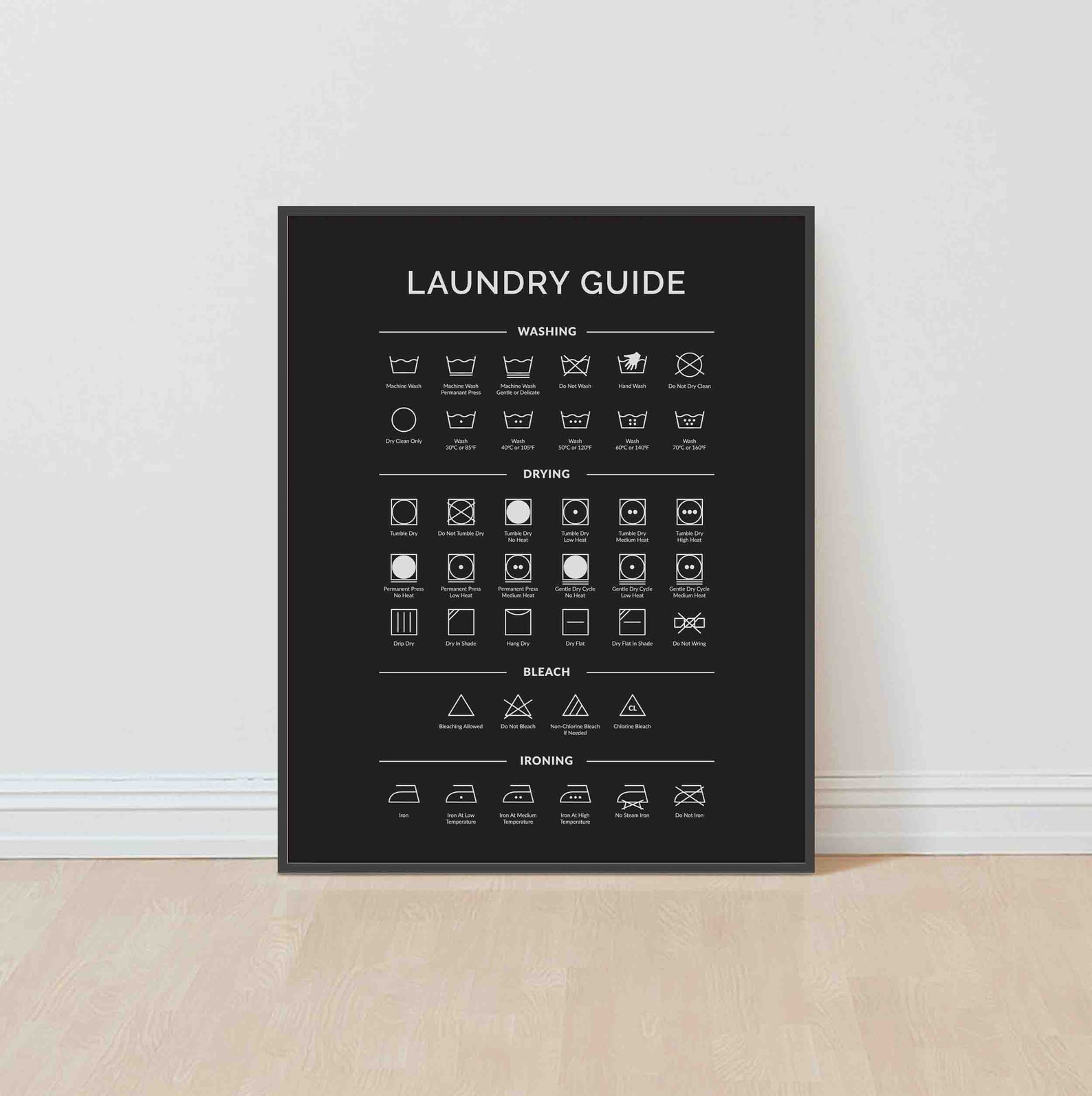 Black Laundry Room Symbols Print Printable Laundry Sign Wall | Etsy