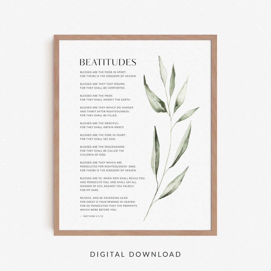 The Beatitudes Bible Verse Wall Art, Christian Poster Printable, Modern ...