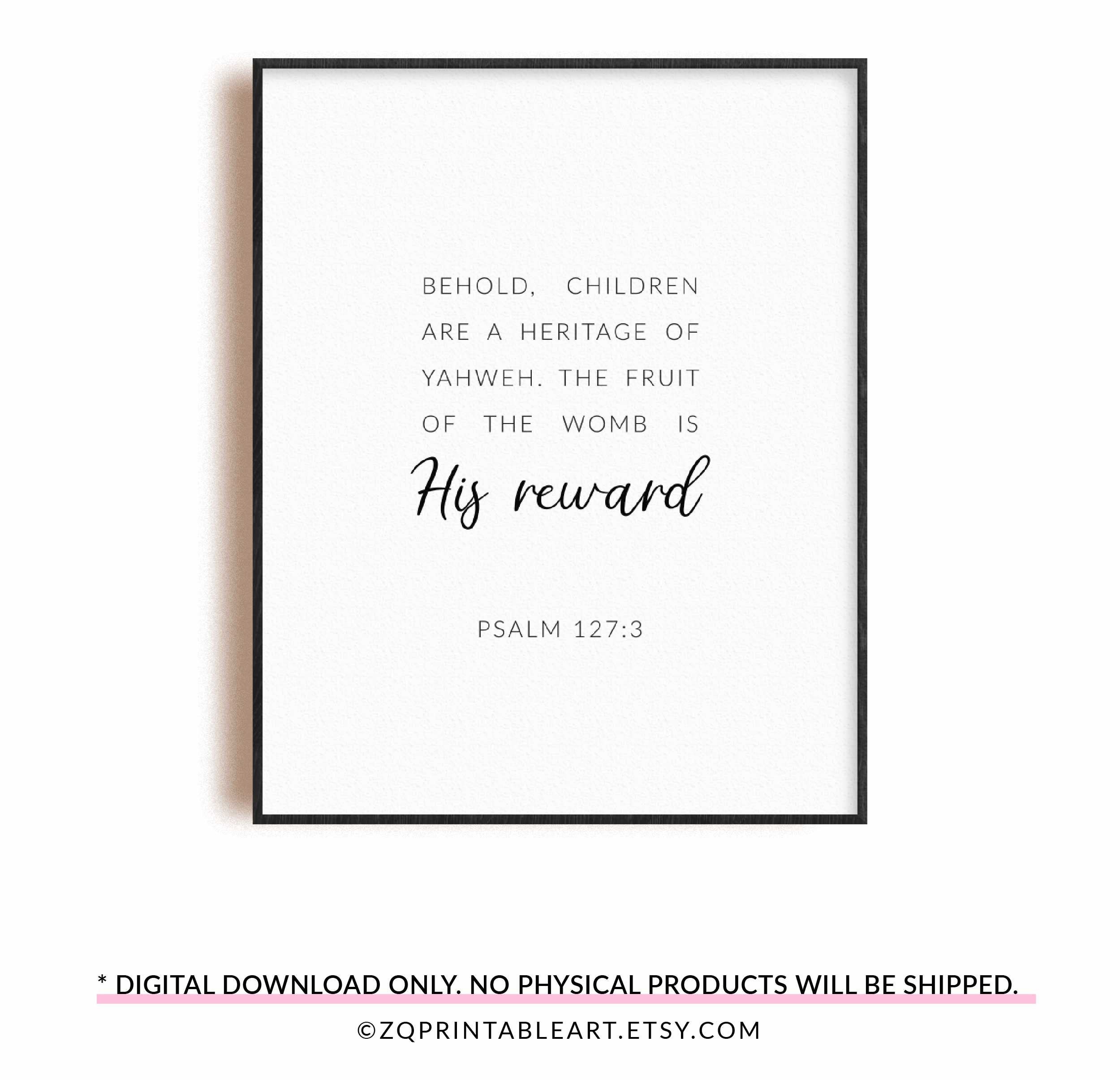 Psalm 127:3 Bible Verse Poster Artwork, Christian Wall Art Printable ...