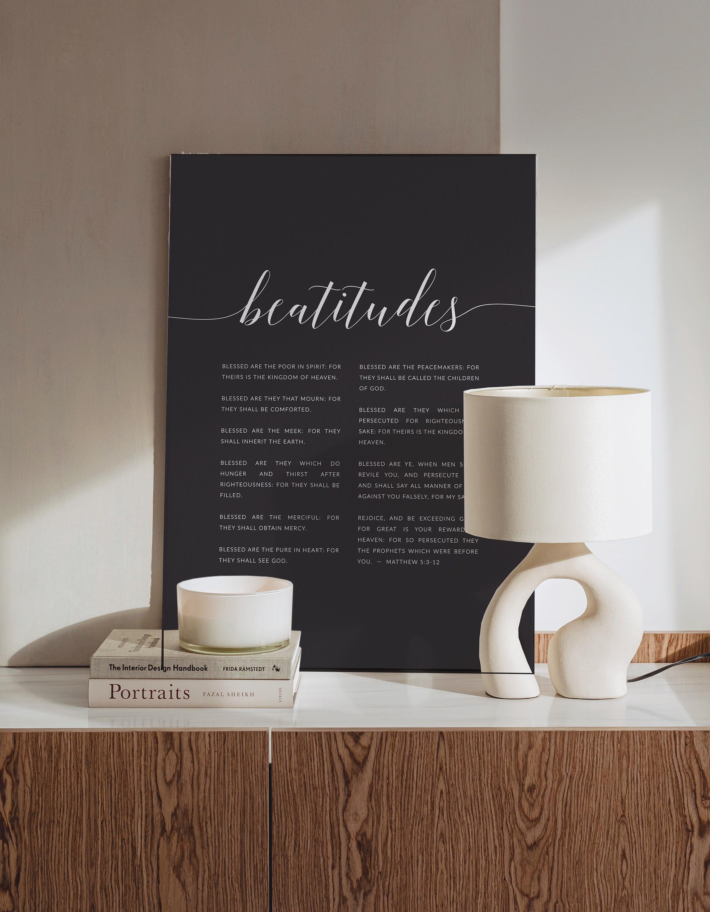 Beatitudes Bible Verse Wall Art Black, Modern Christian Poster, Matthew ...