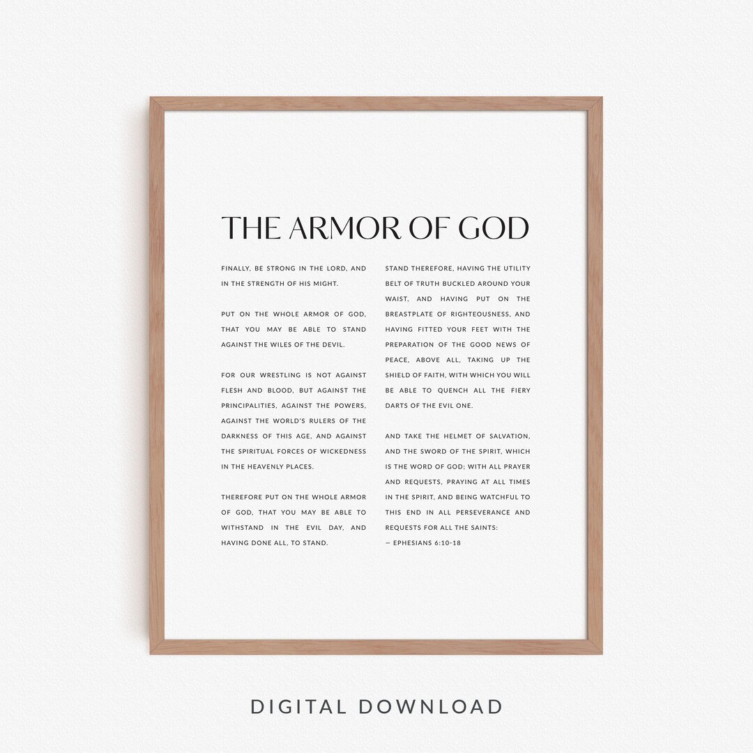 Ephesians 6:10-18 Armor of God, Bible Verse Wall Art, Modern Christian ...