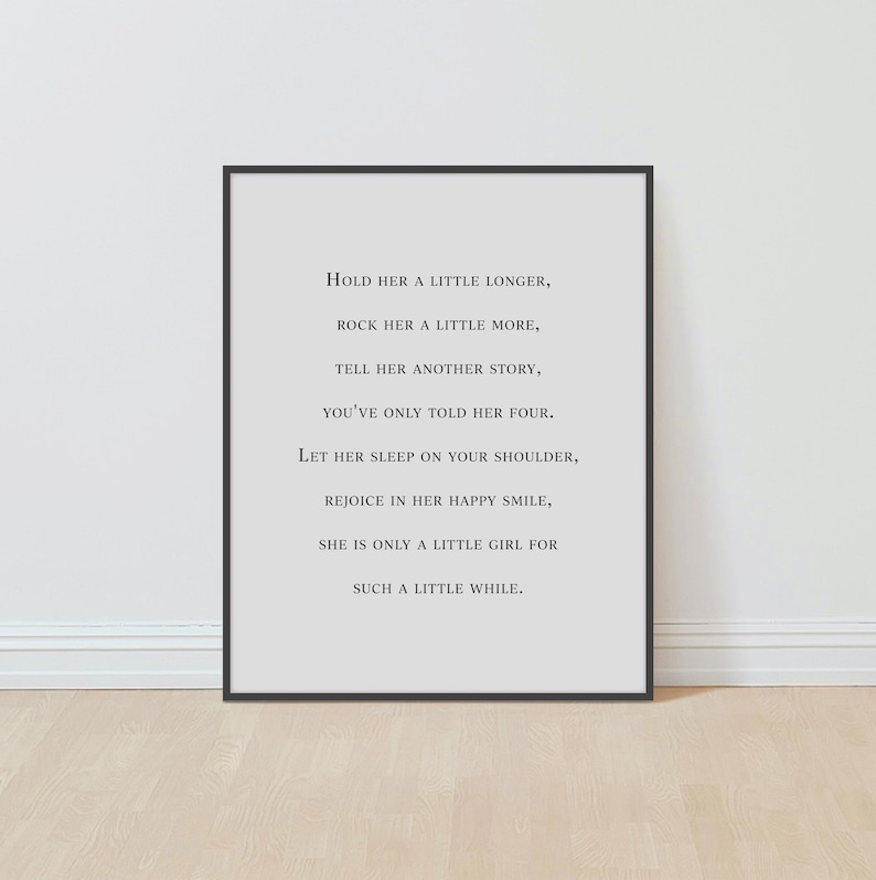 Hold Her A Little Longer Baby Girl Poem Room Wall Art Decor, Above Crib ...