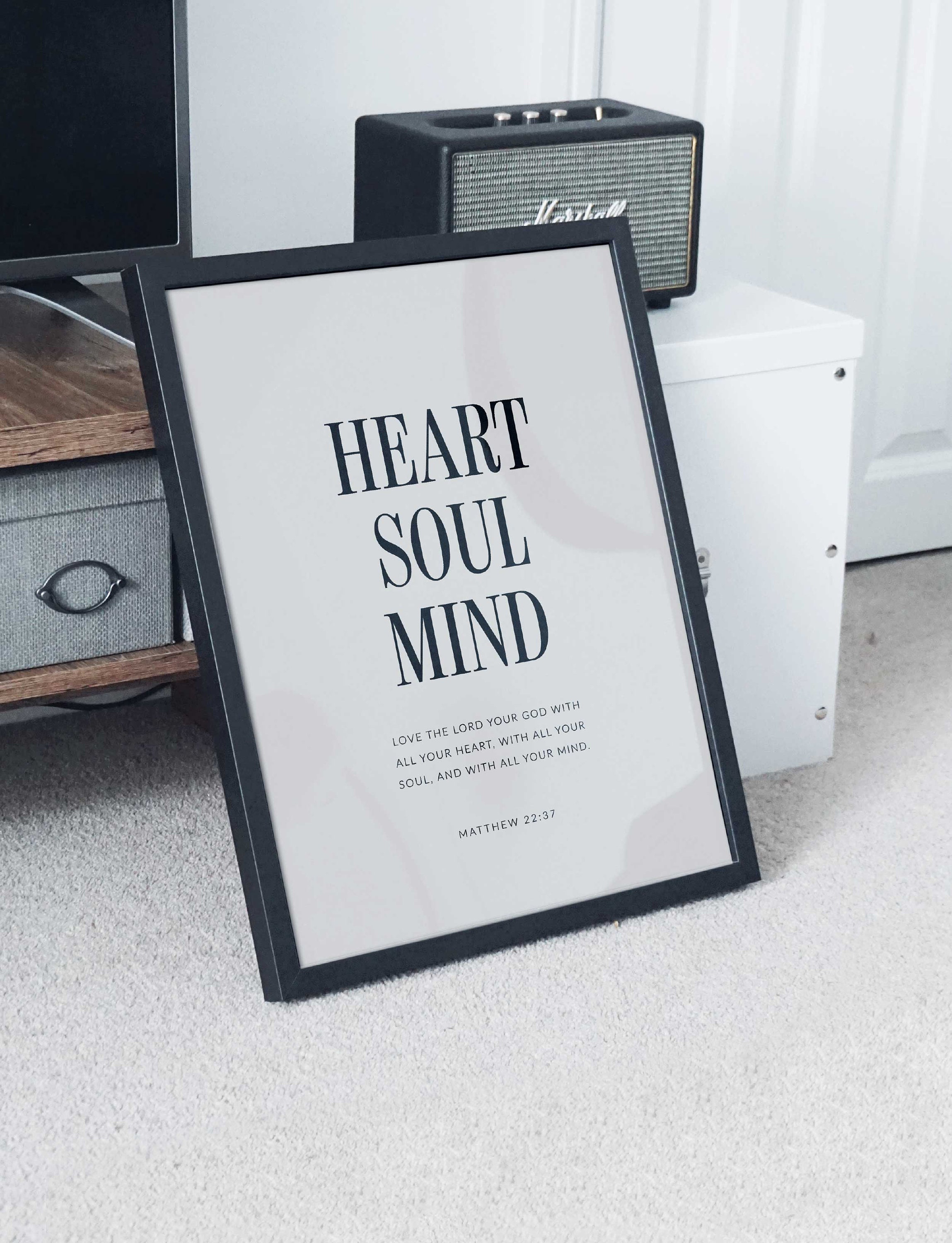 Matthew 22:37 Bible verse poster artwork Christian wall art | Etsy