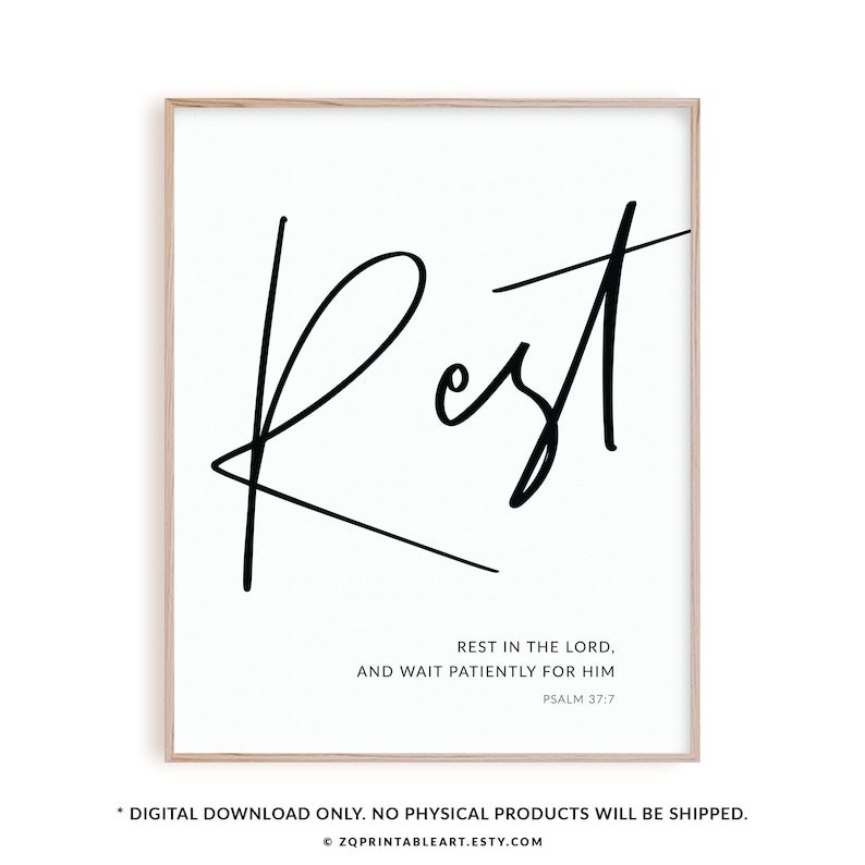 Psalm 37:7 Rest in the Lord Bible Verse Wall Art Print - Etsy