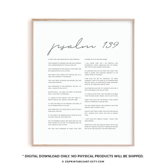 Psalm 139 Bible Verse Wall Art Christian Scripture Printable | Etsy