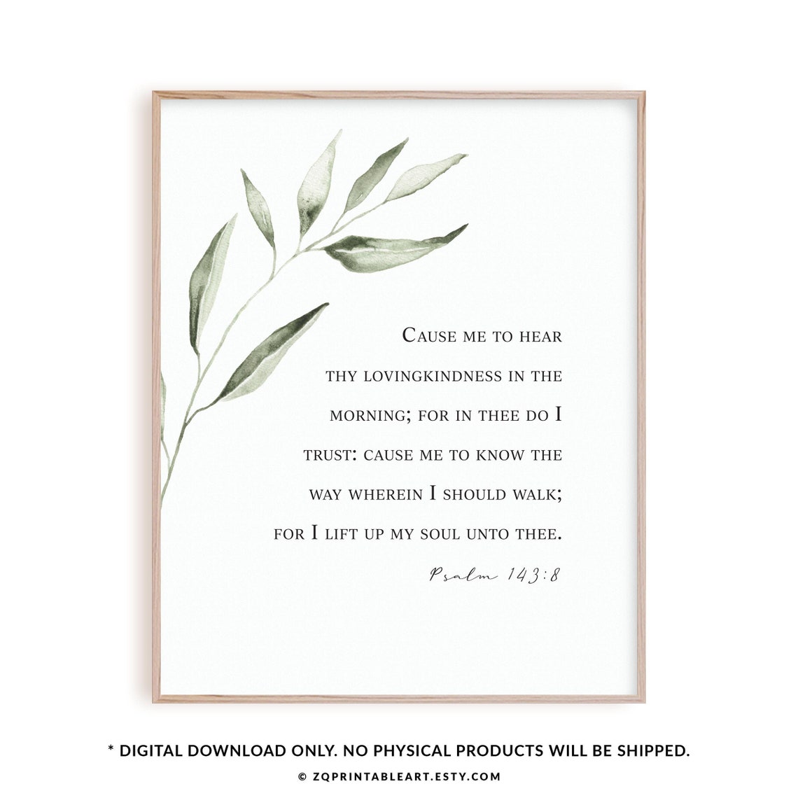 Psalm 143:8 Bible Verse Greenery Wall Art Christian Scripture - Etsy